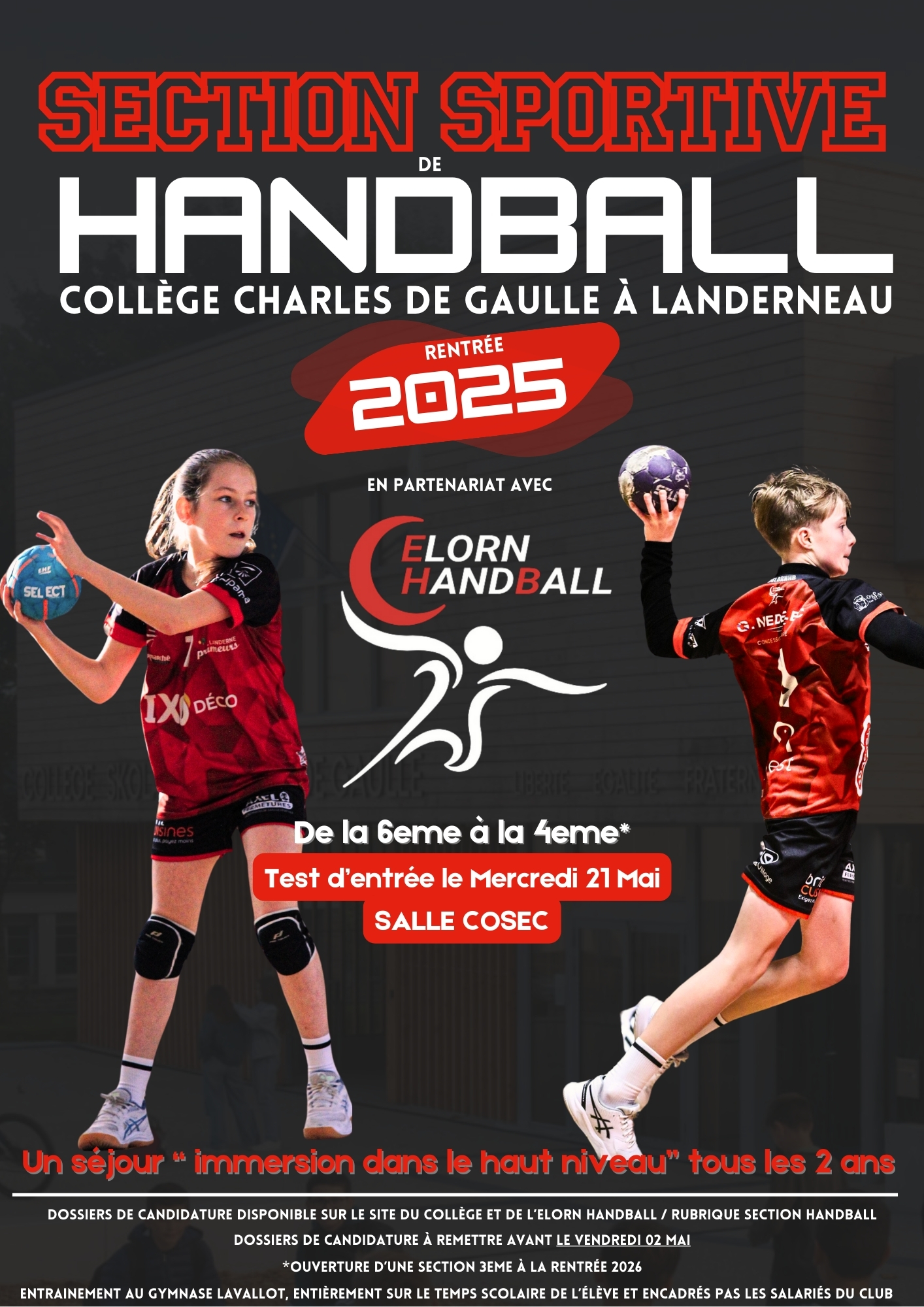 Inscription section handball - Collège public Charles de Gaulle